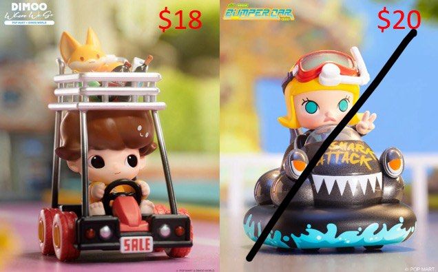 WTS Dimoo Where we go Series Shopping Cart Popmart Bumper Car Series ...