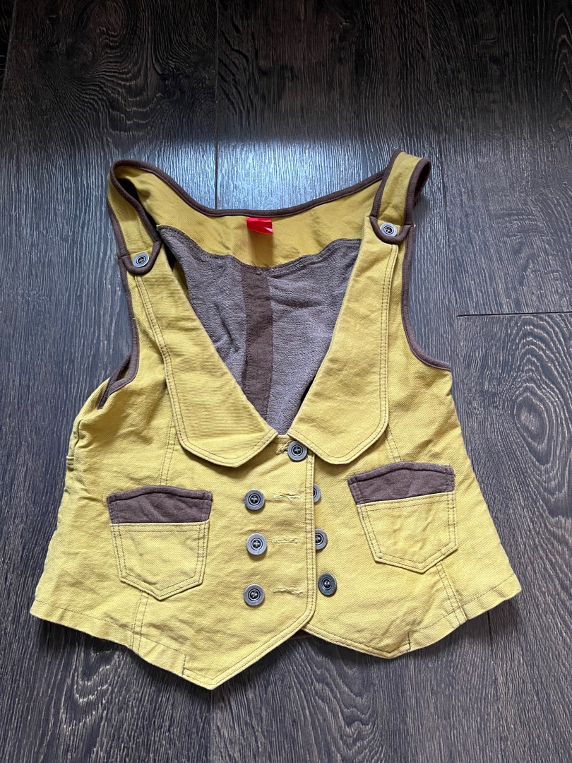 y2k Mustard Vest, Women's Fashion, Tops, Other Tops on Carousell