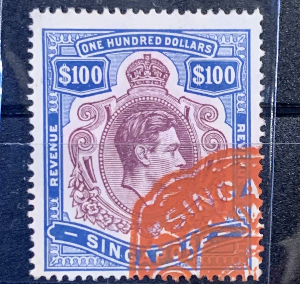 YS Singapore Straits Settlements King George VI $100 very high valve ...
