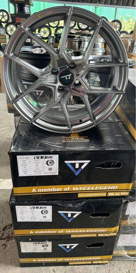17” VLF-37 Hyperblack Mags 4Holes pcd 100 Brandnew, Car Parts ...