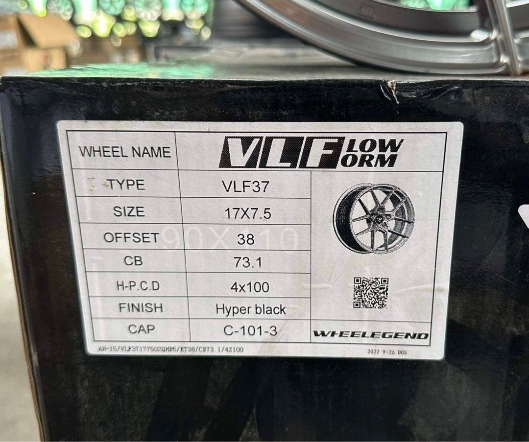 17” VLF-37 Hyperblack Mags 4Holes pcd 100 Brandnew, Car Parts ...