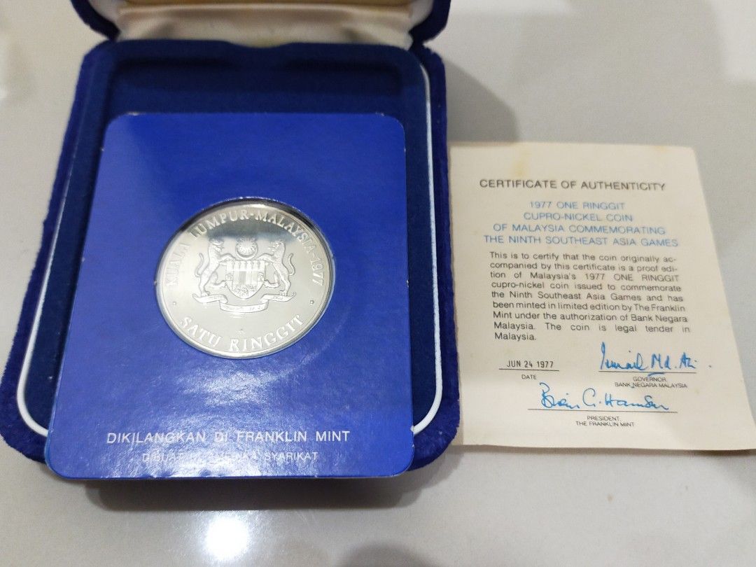 1977 silver proof coin rm1 9th sea games ninth southeast Asia sukan commemorative syiling ...