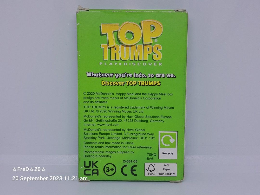 2020 Top Trumps Play Discover Dinosaurs Card Game McDonalds W/ Box ...