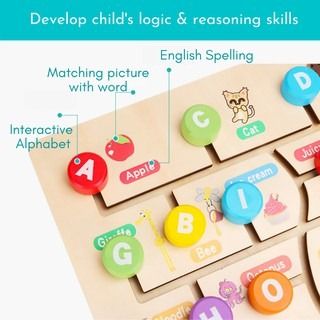 3 in1 Montessori Wooden Alphabet Numbers Interactive Matching Board ...
