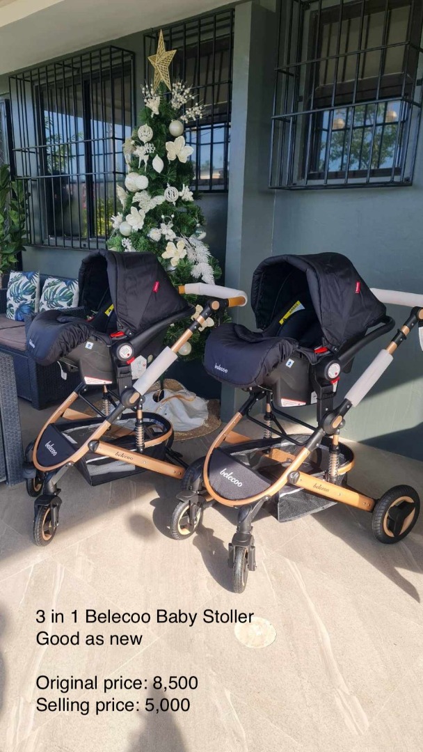 Pre-loved 3-in-1 Belecoo Baby Stroller, Babies & Kids, Going Out ...