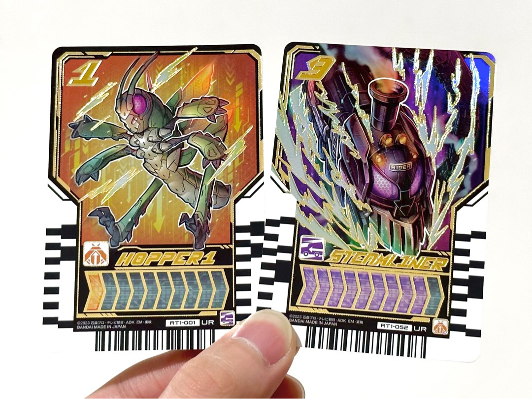 超美品 Bandai Kamen Rider Gotchard Ride Chemy Cards RT1-001(UR) Hopper1 + RT1-052 (UR) Steamliner 幪 ...