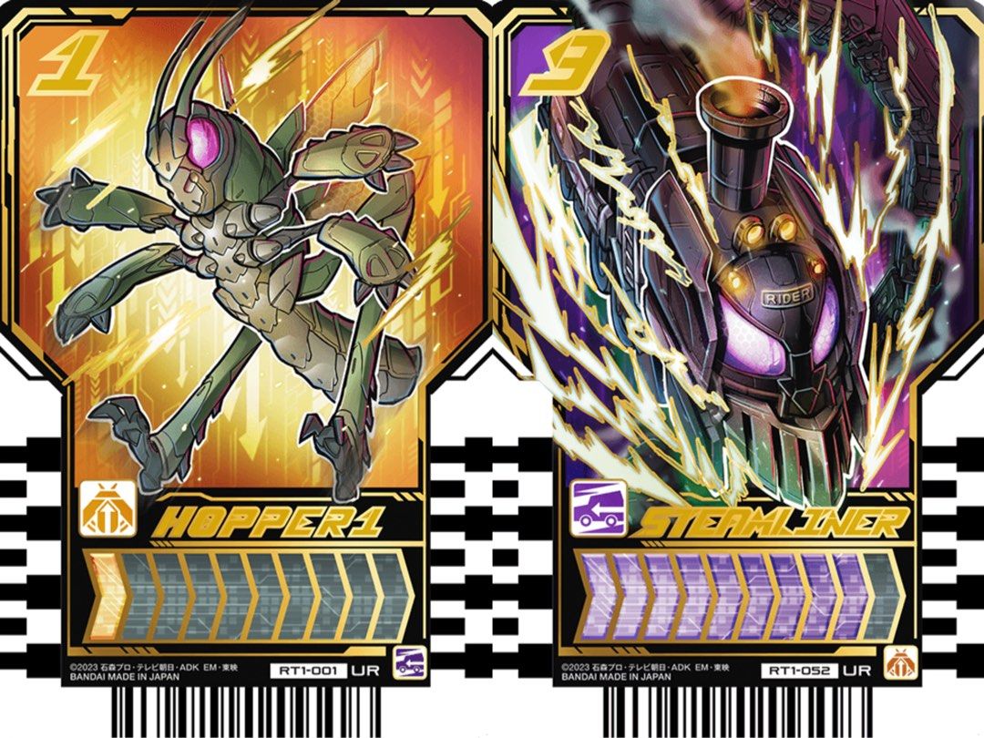 超美品 Bandai Kamen Rider Gotchard Ride Chemy Cards RT1-001(UR) Hopper1 + RT1-052 (UR) Steamliner 幪 ...