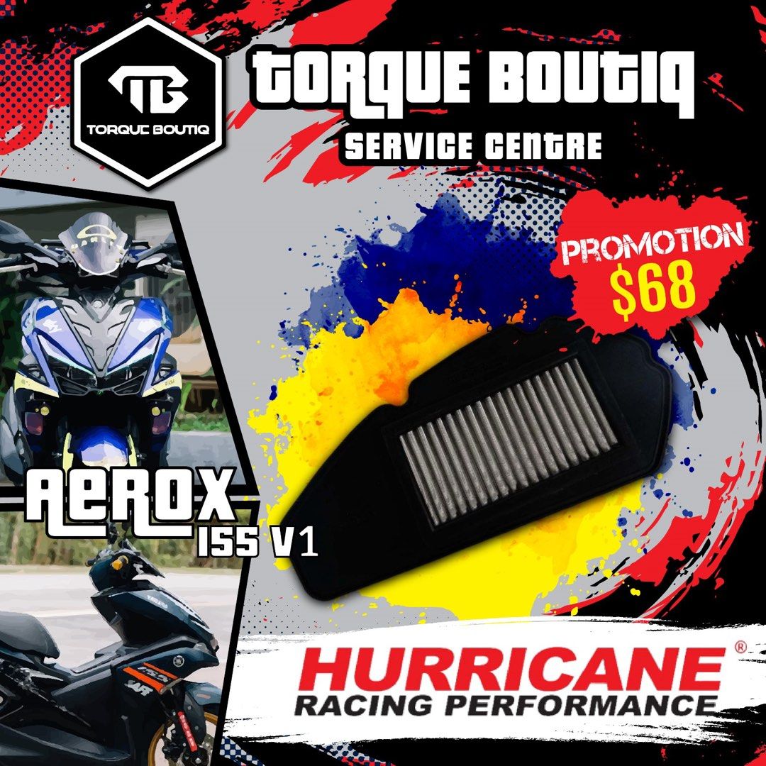 [ HURRICANE AIR FILTER ] YAMAHA AEROX 155 V1 STAINLESS STEEL VER ...