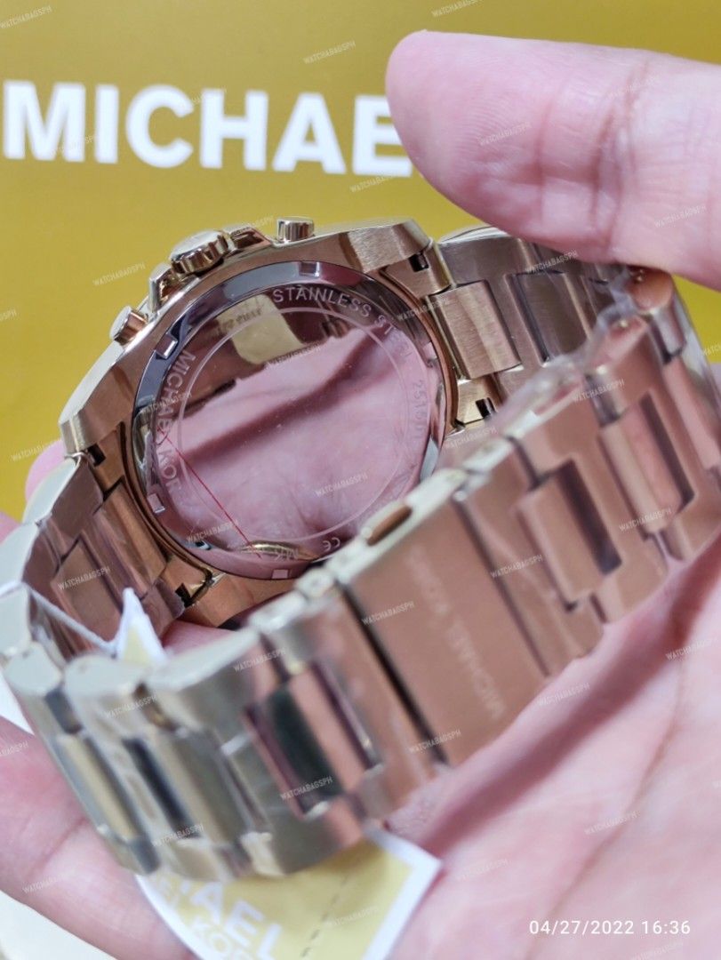 Authentic MK Brecken Map Dial Gold Tone Chronograph Watch, Men's ...