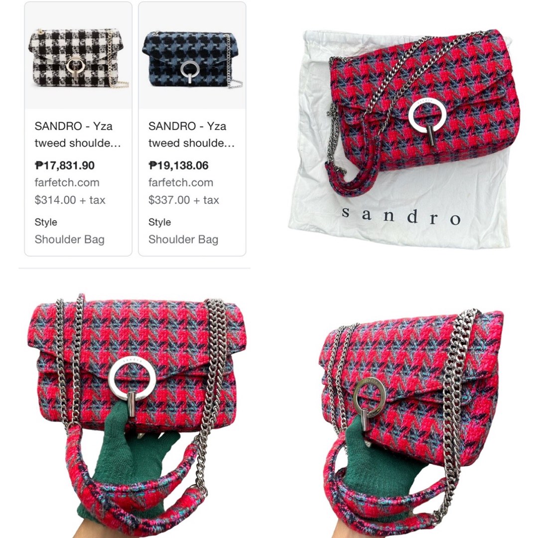 Authentic SANDRO Tweed Bag, Women's Fashion, Bags & Wallets, Cross-body ...