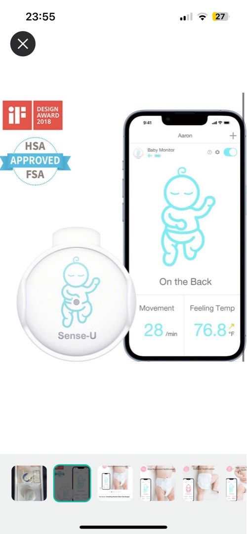 Baby sense breathing monitor, Babies & Kids, Baby Monitors on Carousell