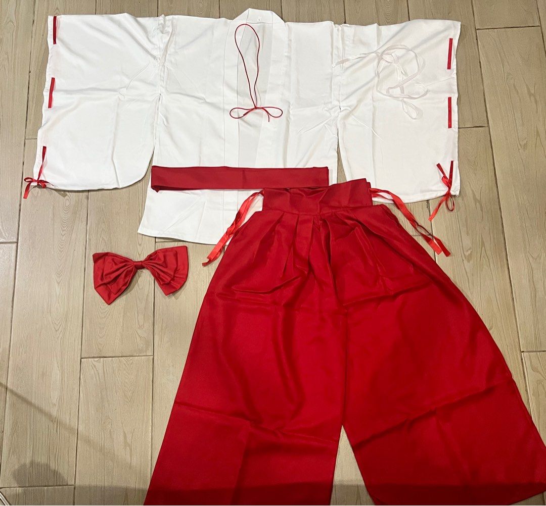 Cosplay Japanese Shrine Maiden Inuyasha Kikyo Kimono White Red Top ...