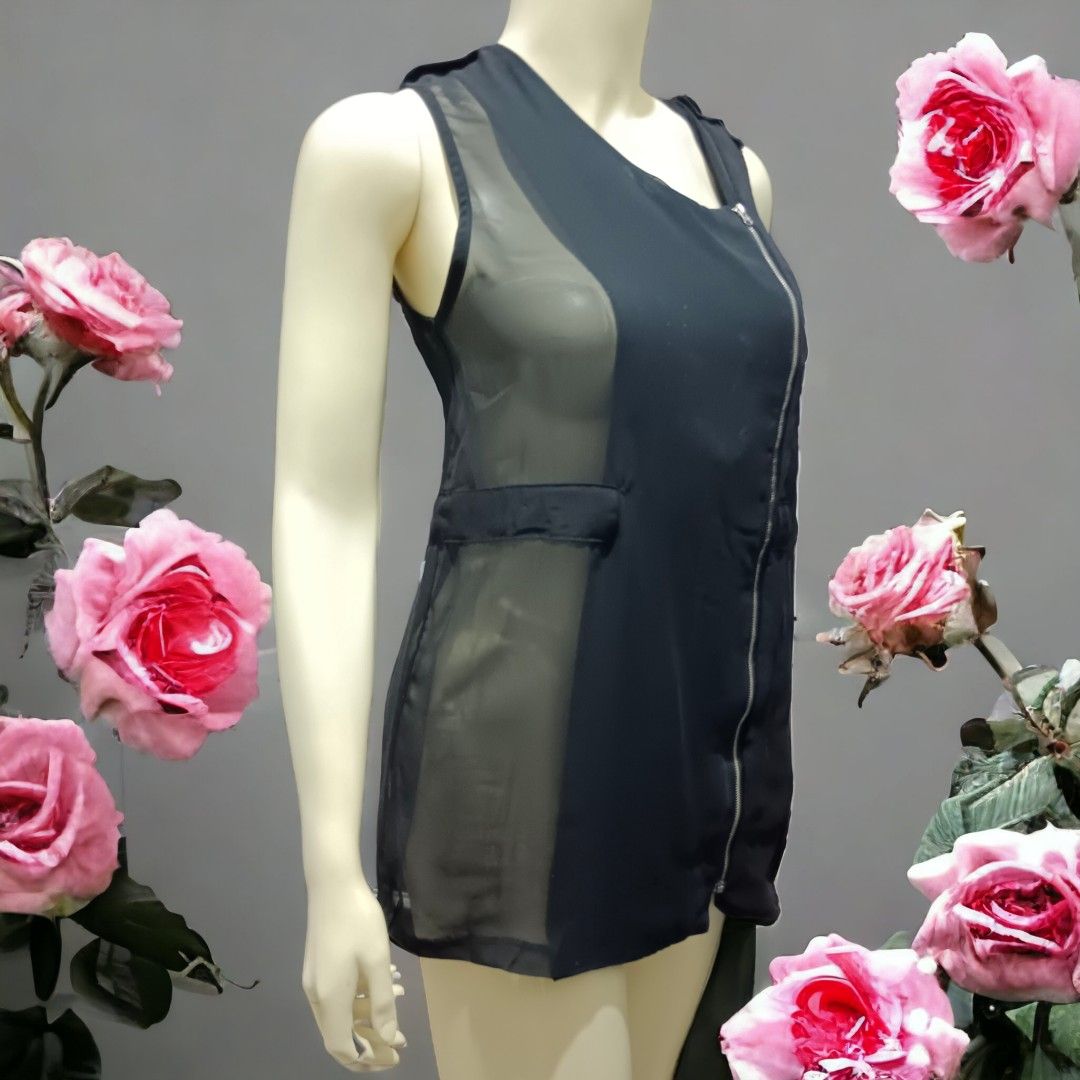 Daintily See Through Side And Back Medium Long Blouse, Women's Fashion ...