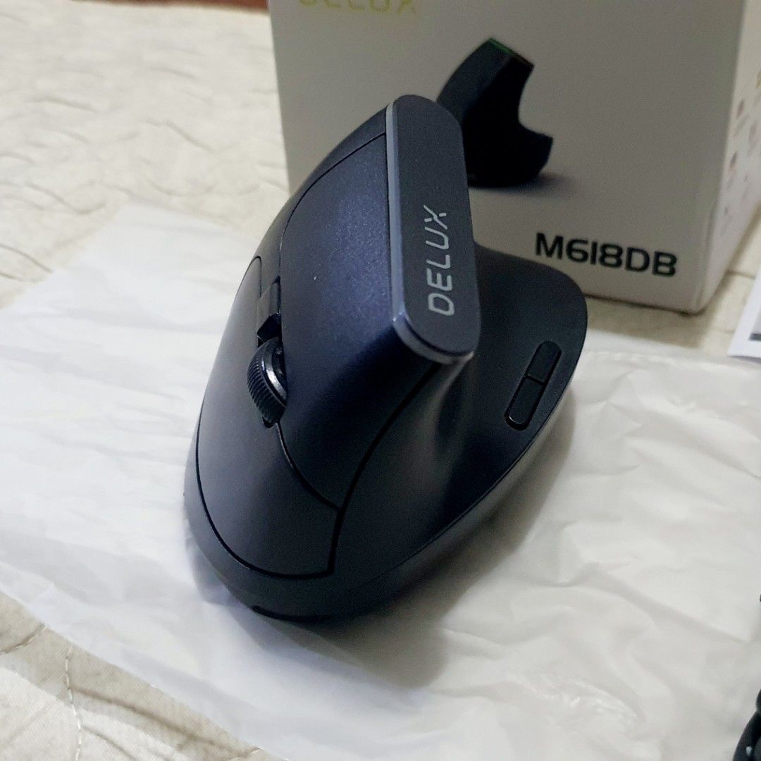 Delux Ergonomic Vertical Mouse Silent Mouse Wireless Bluetooth Mouse Type C Rechargeable RGB ...