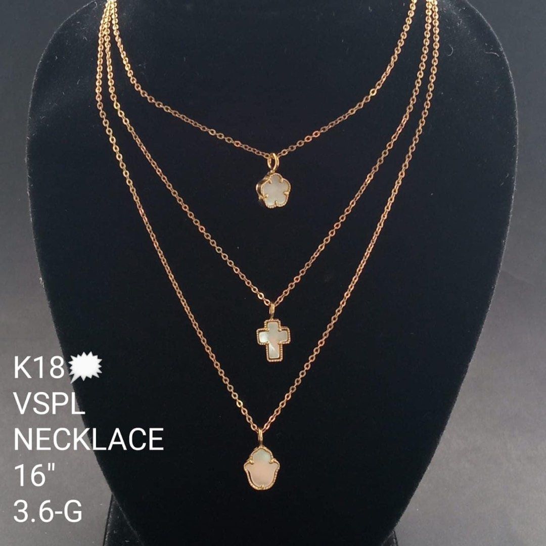 Double & Tripple Chain VCA Necklace, Women's Fashion, Jewelry ...