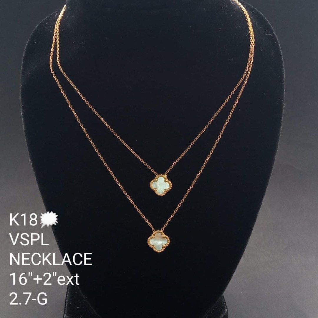 Double & Tripple Chain VCA Necklace, Women's Fashion, Jewelry ...