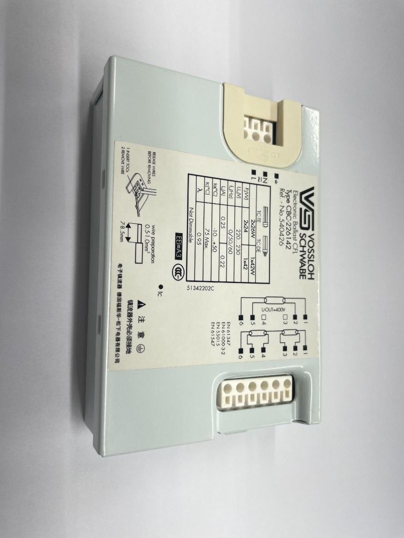 Vossloh Schwabe Electronic Ballast for PLC 2 x 26W, Furniture & Home ...
