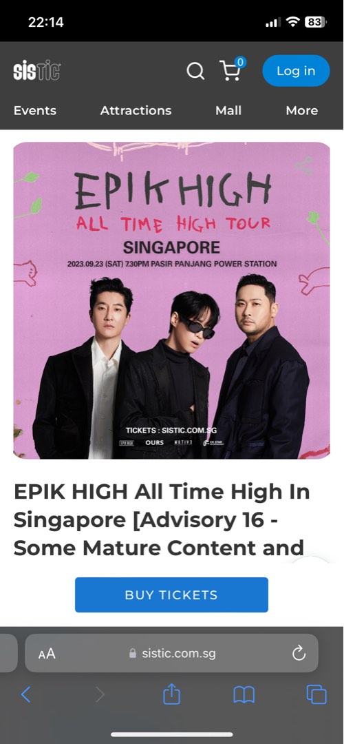 Epik High SG Concert 2023 - General Entry, Tickets & Vouchers, Event Tickets on Carousell