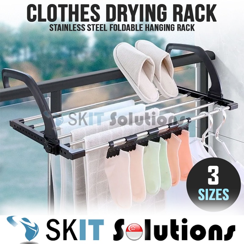 Foldable Stainless Steel Clothes Drying Rack Window Balcony Garment ...