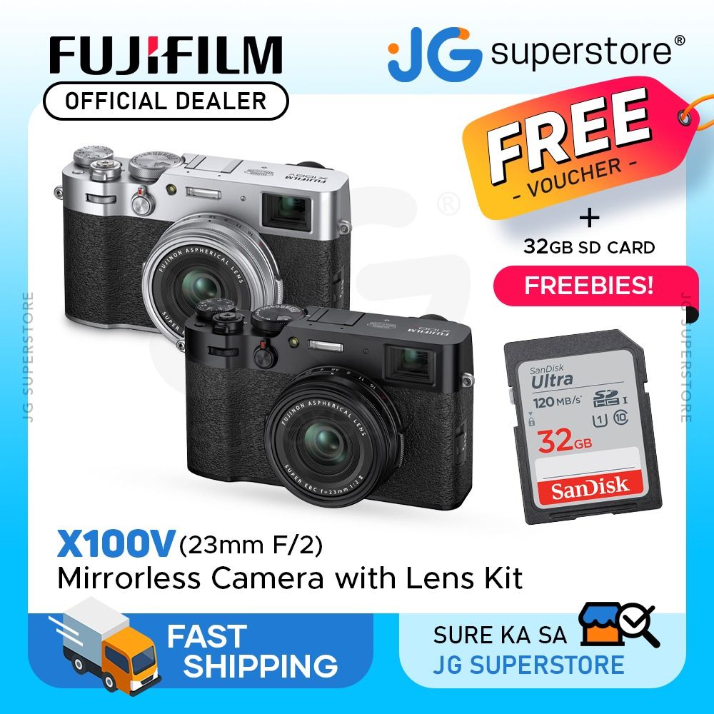 Fujifilm X100V APS-C Mirrorless Digital Camera with Fujinon 23mm F/2 Wide-Angle Prime Lens ...