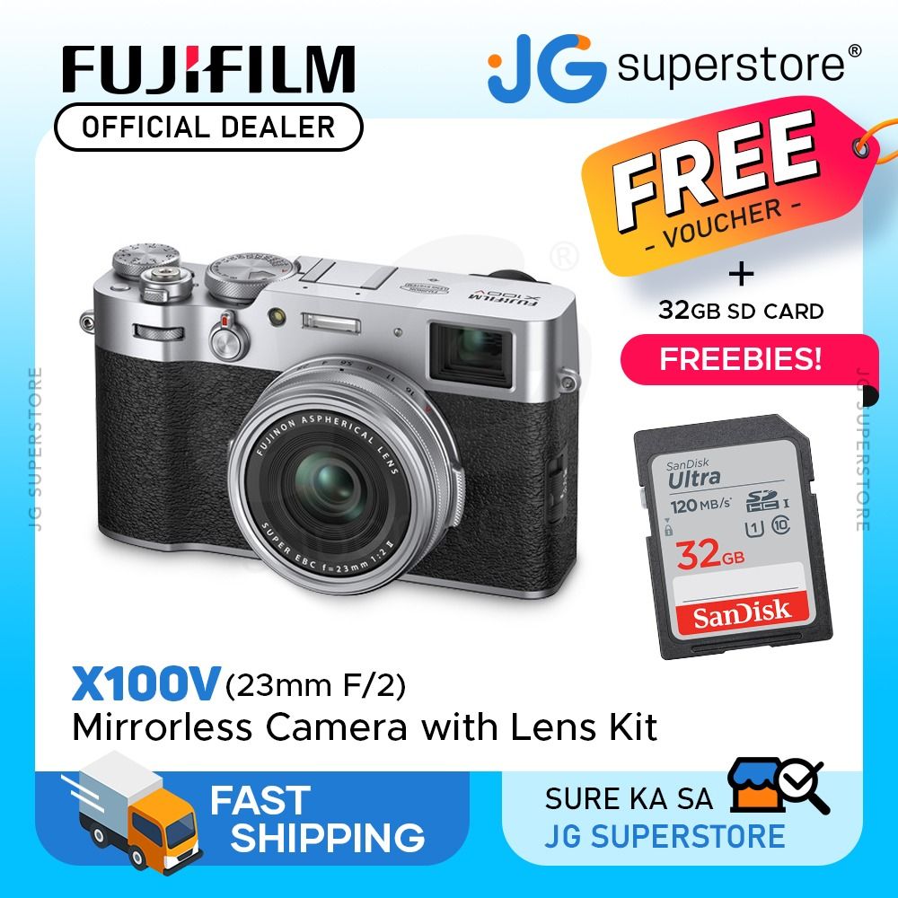 Fujifilm X100V APS-C Mirrorless Digital Camera with Fujinon 23mm F/2 Wide-Angle Prime Lens ...