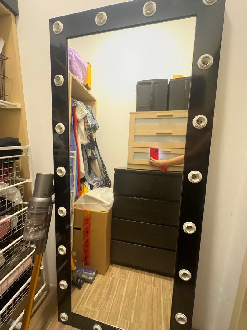 Full Length Mirror With light sockets, Furniture & Home Living ...