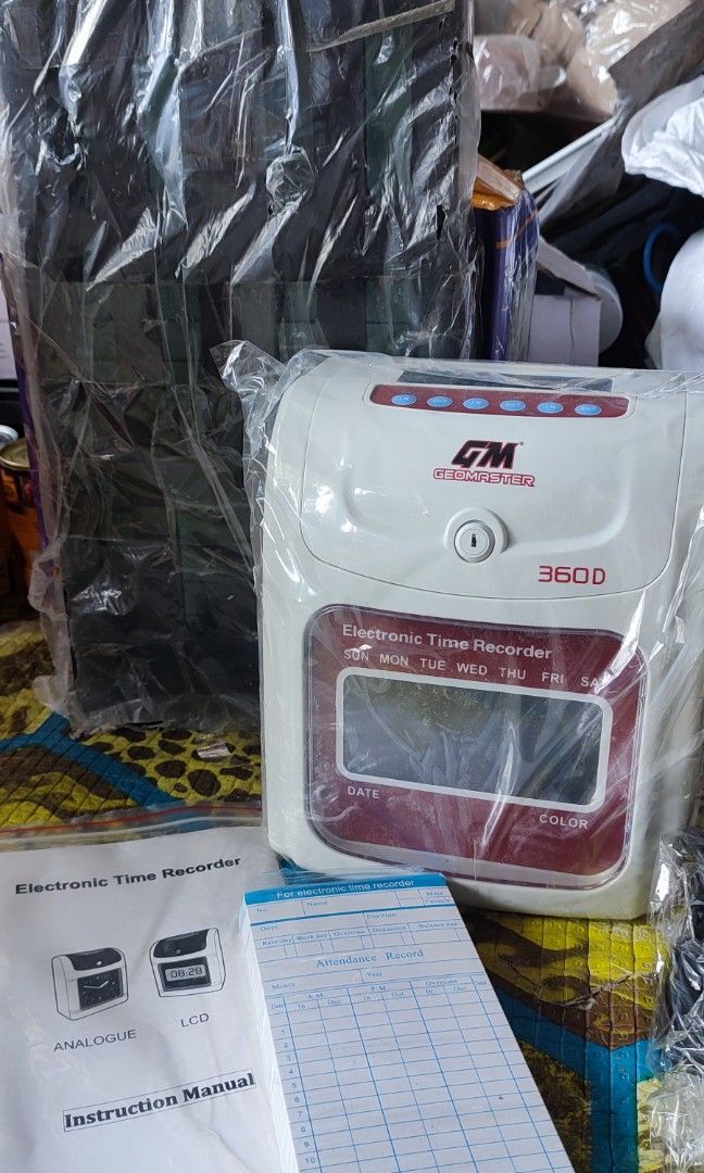 Geomaster Time Recorder Punch Card machine Full set with card holder ...