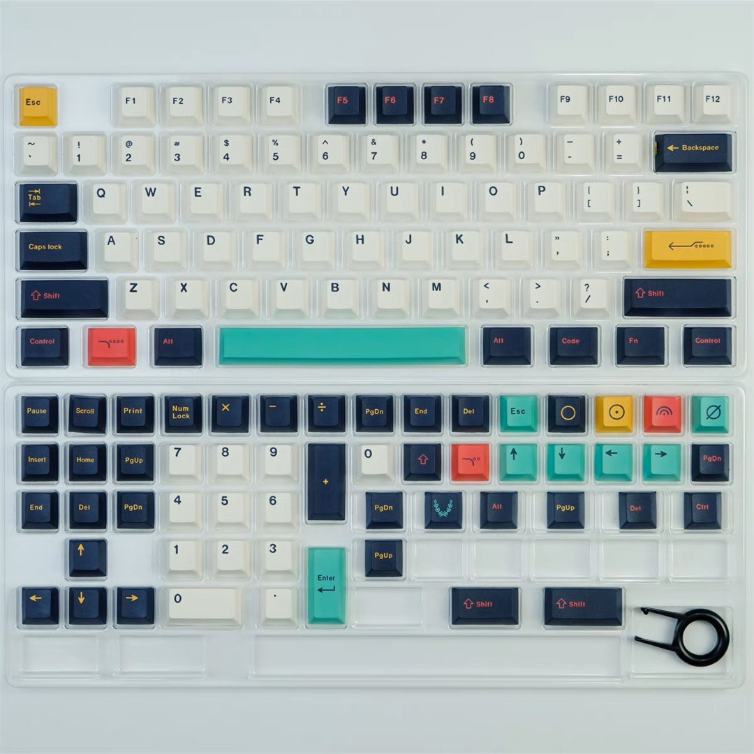 GMK White/Navy Keycaps, 電腦＆科技, 電腦周邊及配件, 電腦鍵盤及相關產品 - Carousell