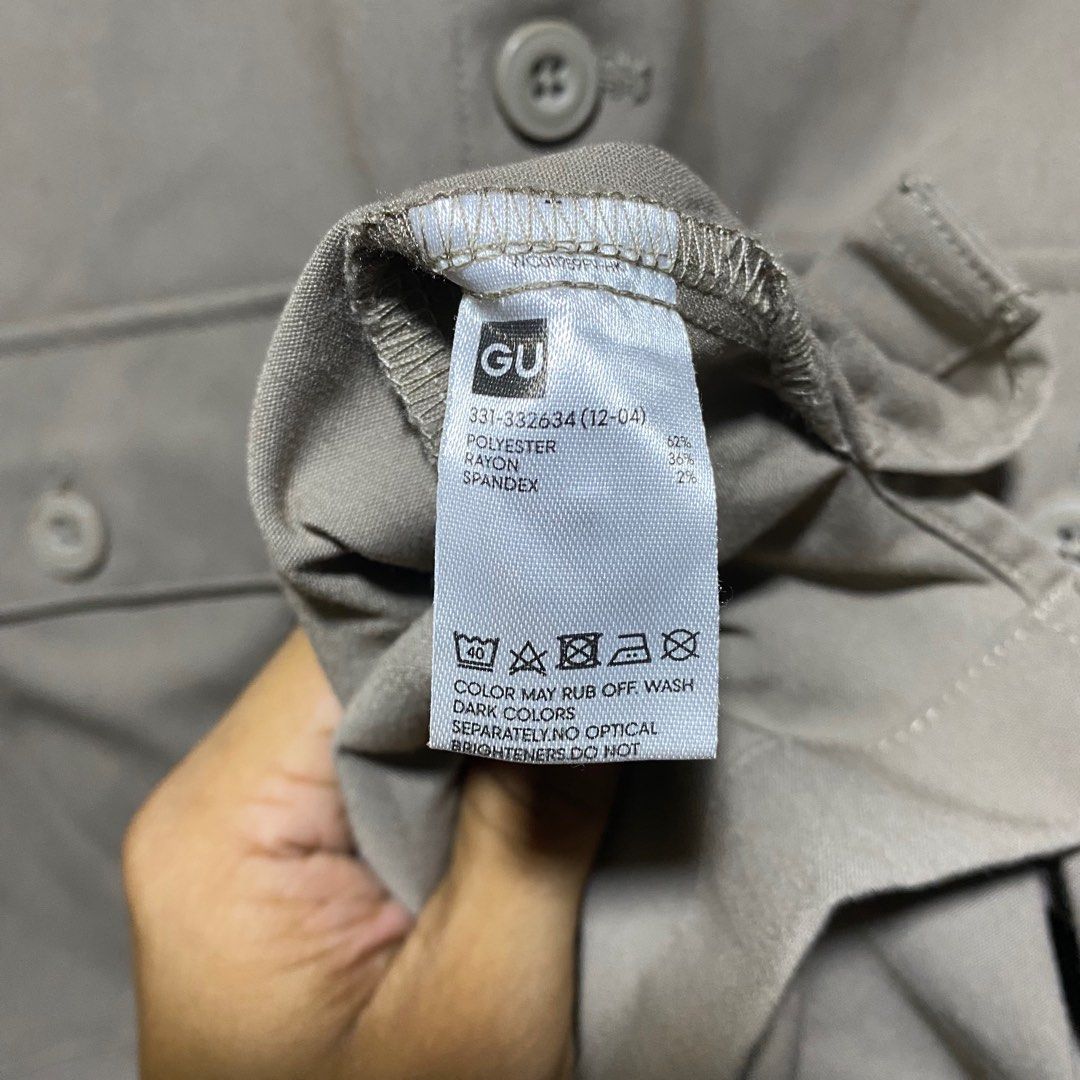 GU - Utility Button Up Shirt Beige Cream, Men's Fashion, Tops & Sets ...