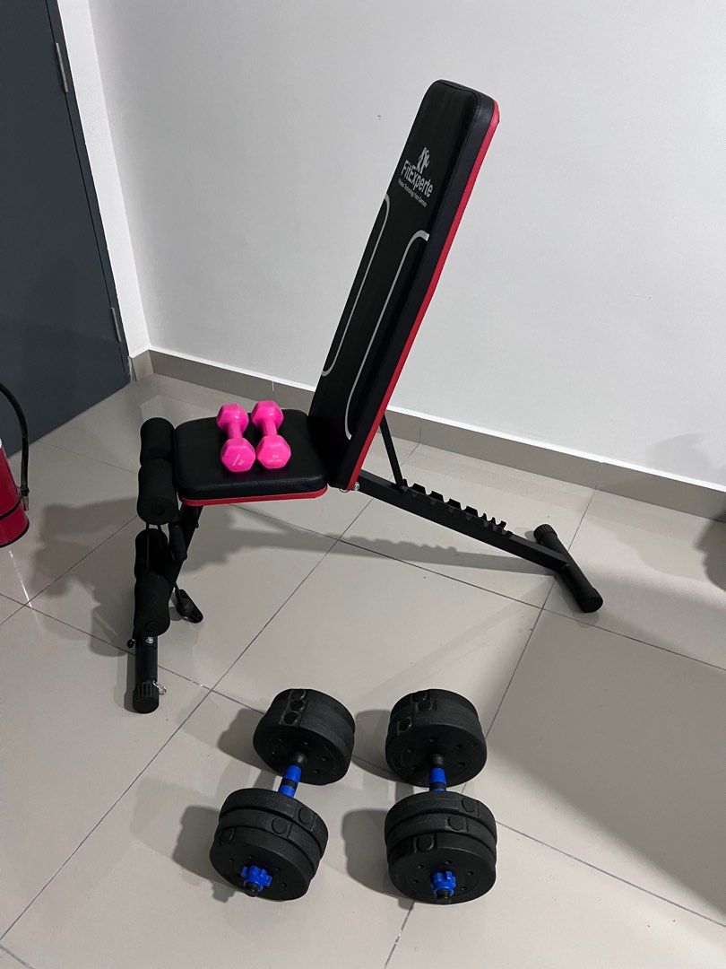 Gym Table and Dumbbell, Sports Equipment, Exercise & Fitness, Weights ...