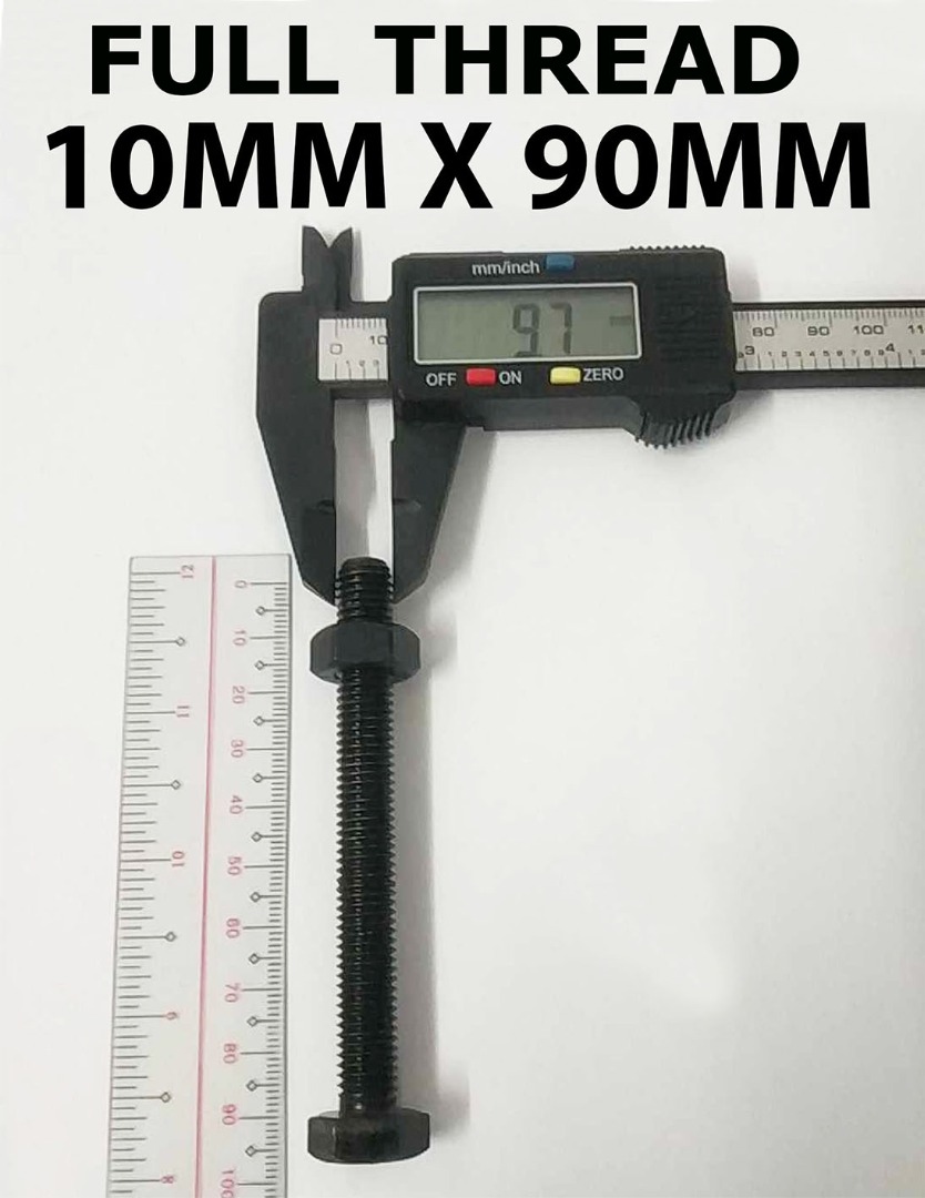 HT BOLT 10MM X 90MM WITH 1 PIECE NUT HI TENSILE FULL THREAD ...