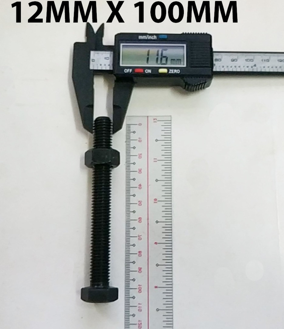 HT BOLT 12MM X 100MM WITH 1 PIECE NUT HI TENSILE FULL THREAD ...