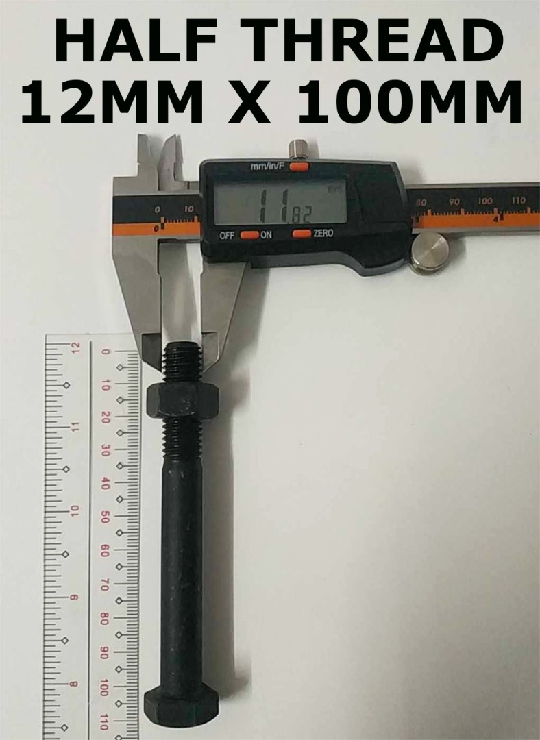 HT BOLT 12MM X 100MM WITH 1 PIECE NUT HI TENSILE HALF THREAD ...