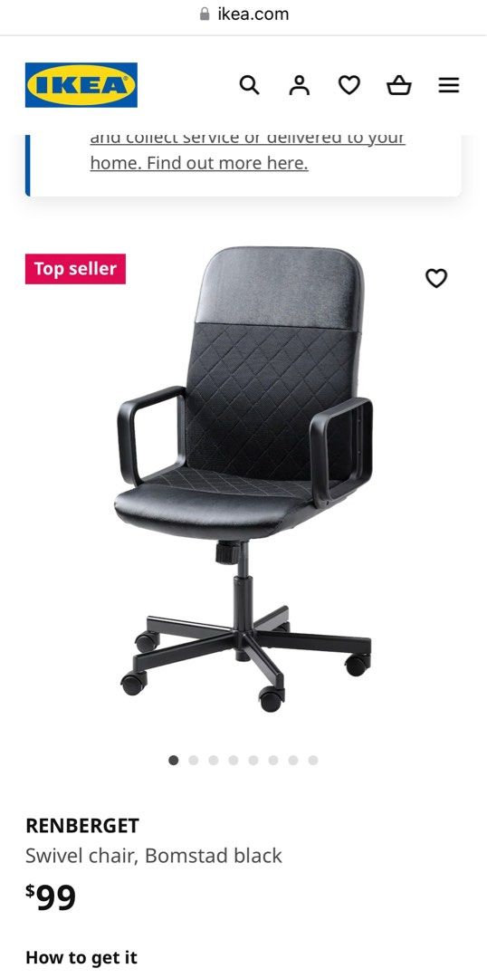 IKEA Renberget Office Chair, Furniture & Home Living, Furniture, Chairs ...