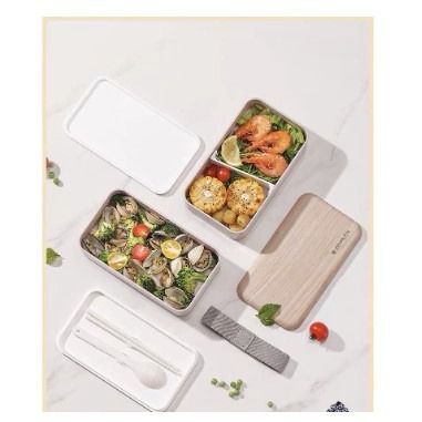 Japanese Style Double Bento Box Plastic cover Leak-proof Premium Bento ...