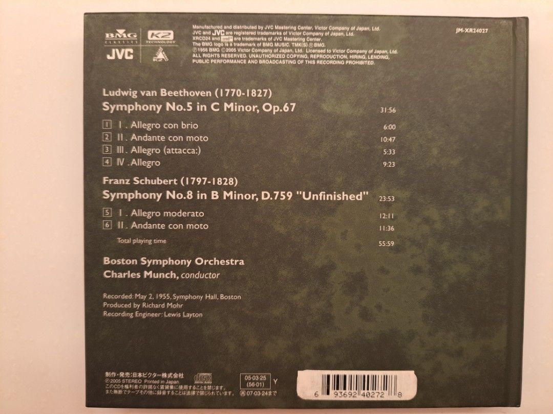 JVC XRCD24: Munch,Charles & Boston Symphony - Beethoven - Symphony No ...