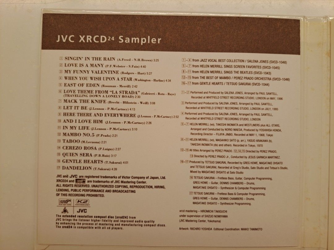 JVC XRCD24 Sampler. 2004 JVC. Manufactured by JVC, Japan., Hobbies & Toys, Music & Media, CDs ...