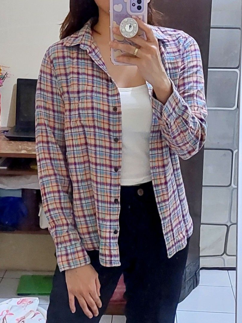 Kemeja flanel uniqlo ori/ kemeja flanel kotak/ flanel uniqlo purple ... Kemeja flanel uniqlo ori/ kemeja flanel kotak/ flanel uniqlo purple ...