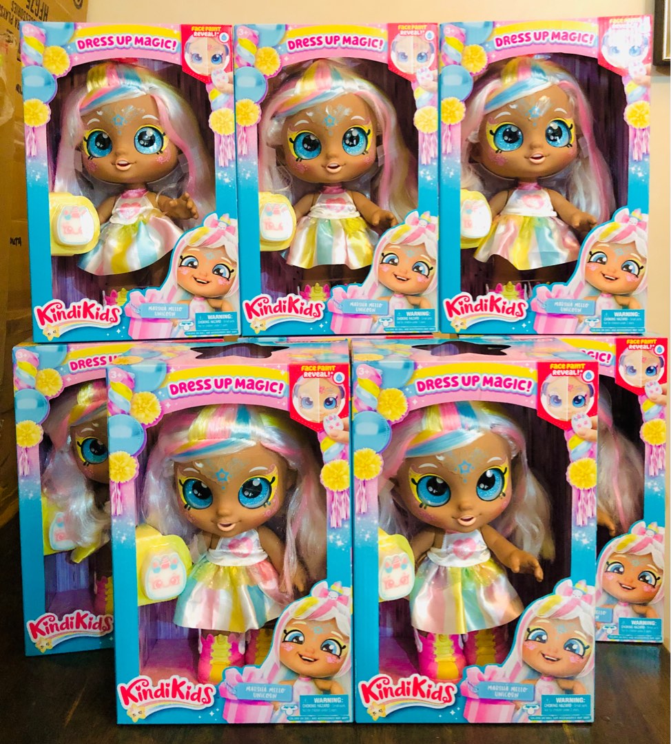 Kindi Kids Dress Up Magic Face Paint Reveal Doll, Marsha Mello Unicorn ...