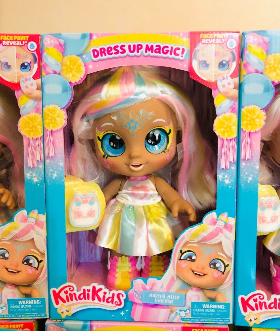 Kindi Kids Dress Up Magic Face Paint Reveal Doll, Marsha Mello Unicorn ...