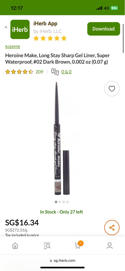 Heroine Make, Long Stay Sharp Gel Liner, Super Waterproof in 02 Dark ...