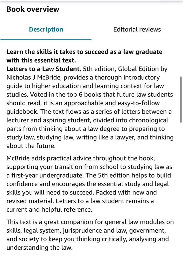 Book: Letters to a Law Student, 5th edition, A Guide to Studying Law at ...