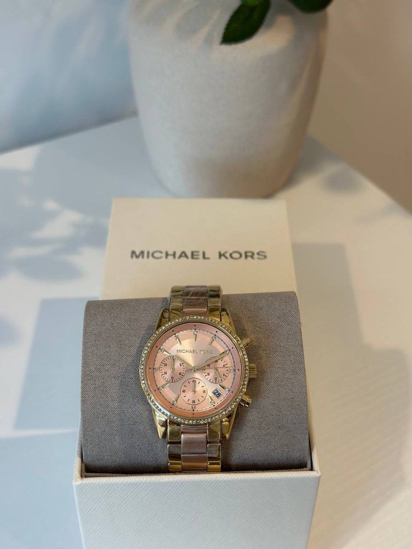 Micheal Kors Ritz Chronograph Two-Tone Stainless Steel Ladies Watch MK ...