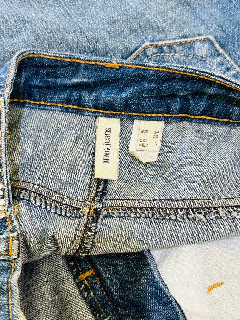 MNG denim diamonds jeans skirt, Women's Fashion, Bottoms, Skirts on ...