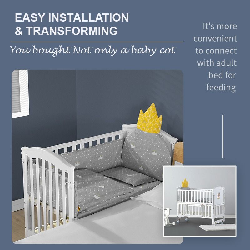 Newborn Baby Cirbs Solid Wood Multifunctional Baby Cots White 0-12 years Kids Bed Cradle Bed ...