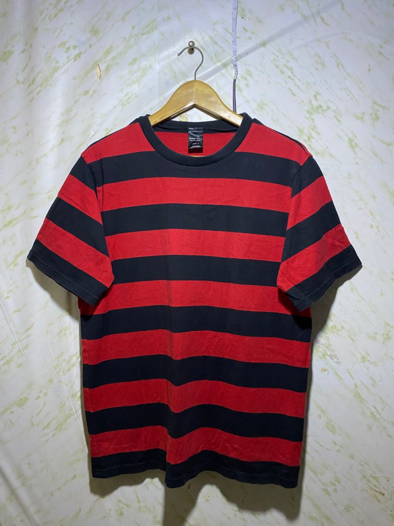 Number Nine - Takahiro Miyashita - Red/Black Stripes Tee, Men's Fashion ...