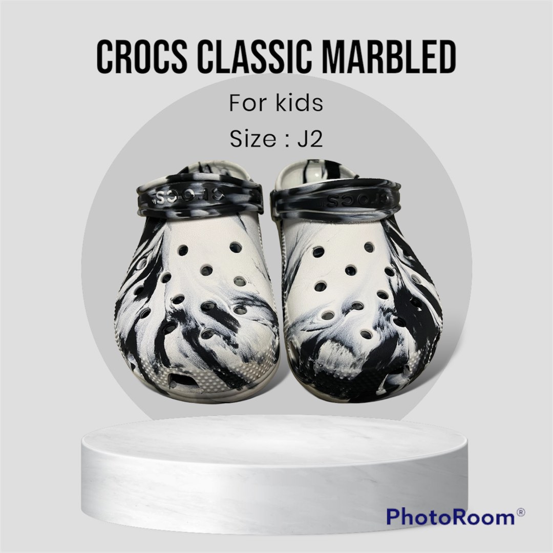 Original classic crocs marbled for kids size j2, Babies & Kids, Babies ...