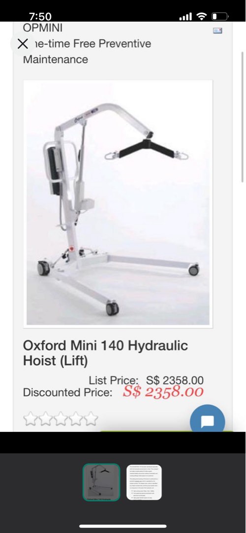 Oxford mini hoist 140, Health & Nutrition, Assistive & Rehabilatory ...