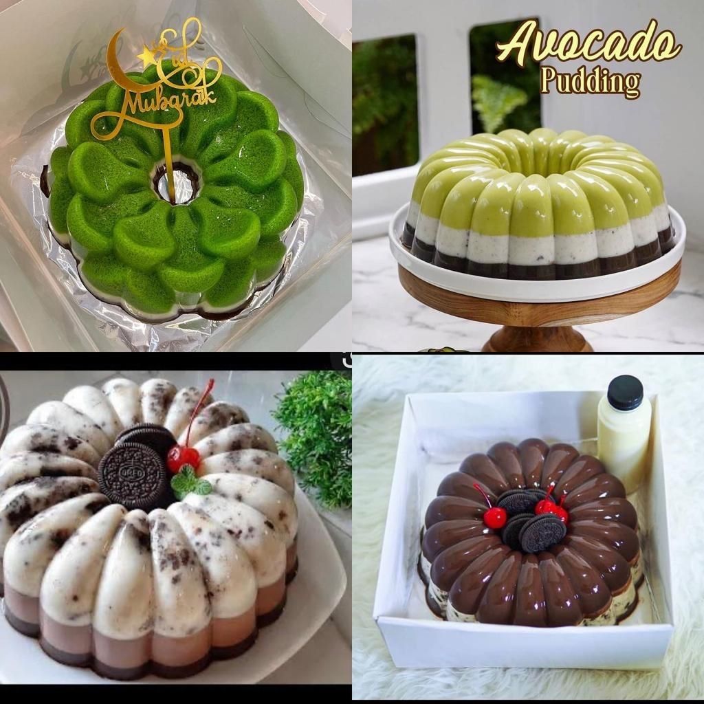 Pandan Chocolate Agar Agar Cake / Large 24 inch / Pudding / Lapis ...