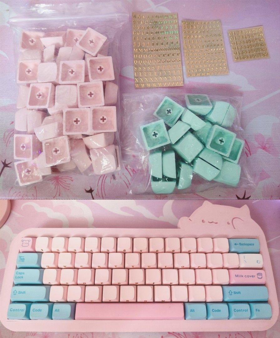 Pastel Pink and Pastel Green BLANK XDA Keycaps for 40-60% Keyboards ...